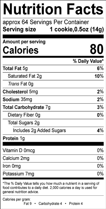 Butter Pecan Meltaway nutrition facts